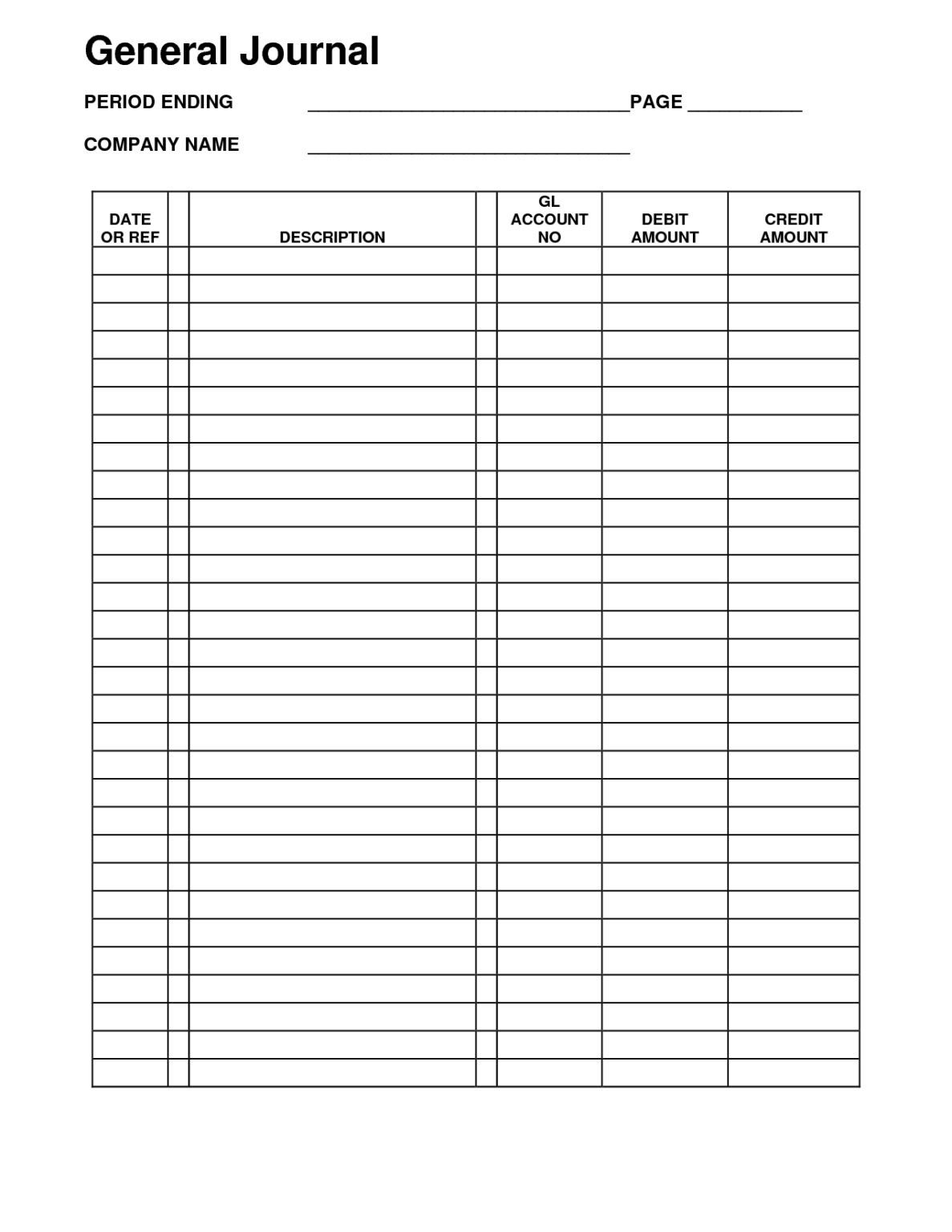 Double Entry Journal Template For Word